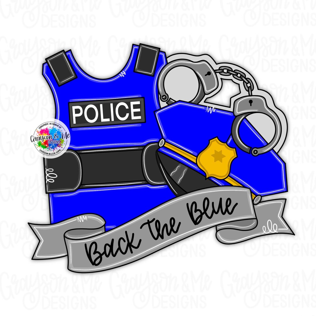 TEMPLATE: Police Door Hanger Template Police Cop Hat Vest Handcuffs ...