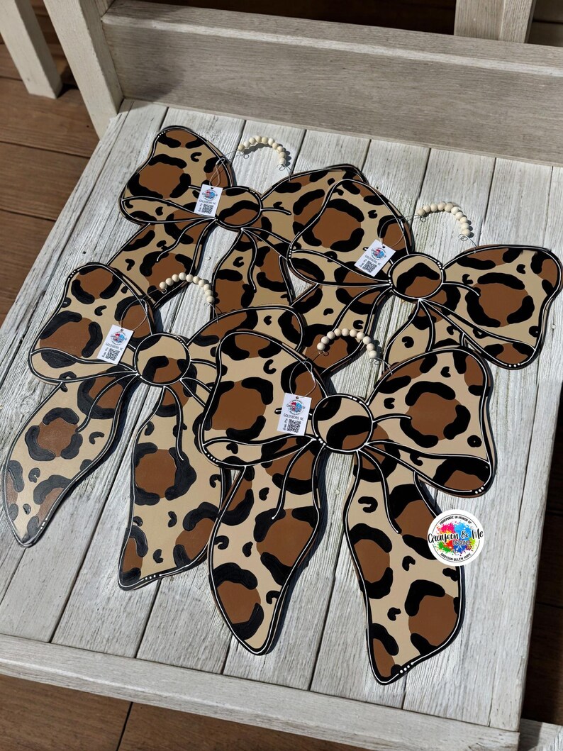 Handpainted Cheetah Print Bow Door Hanger: Leopard Monogram Decor - Etsy