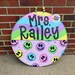 Handpainted Pastel Smiley Face Teacher Door Hanger - Retro School Decor ...