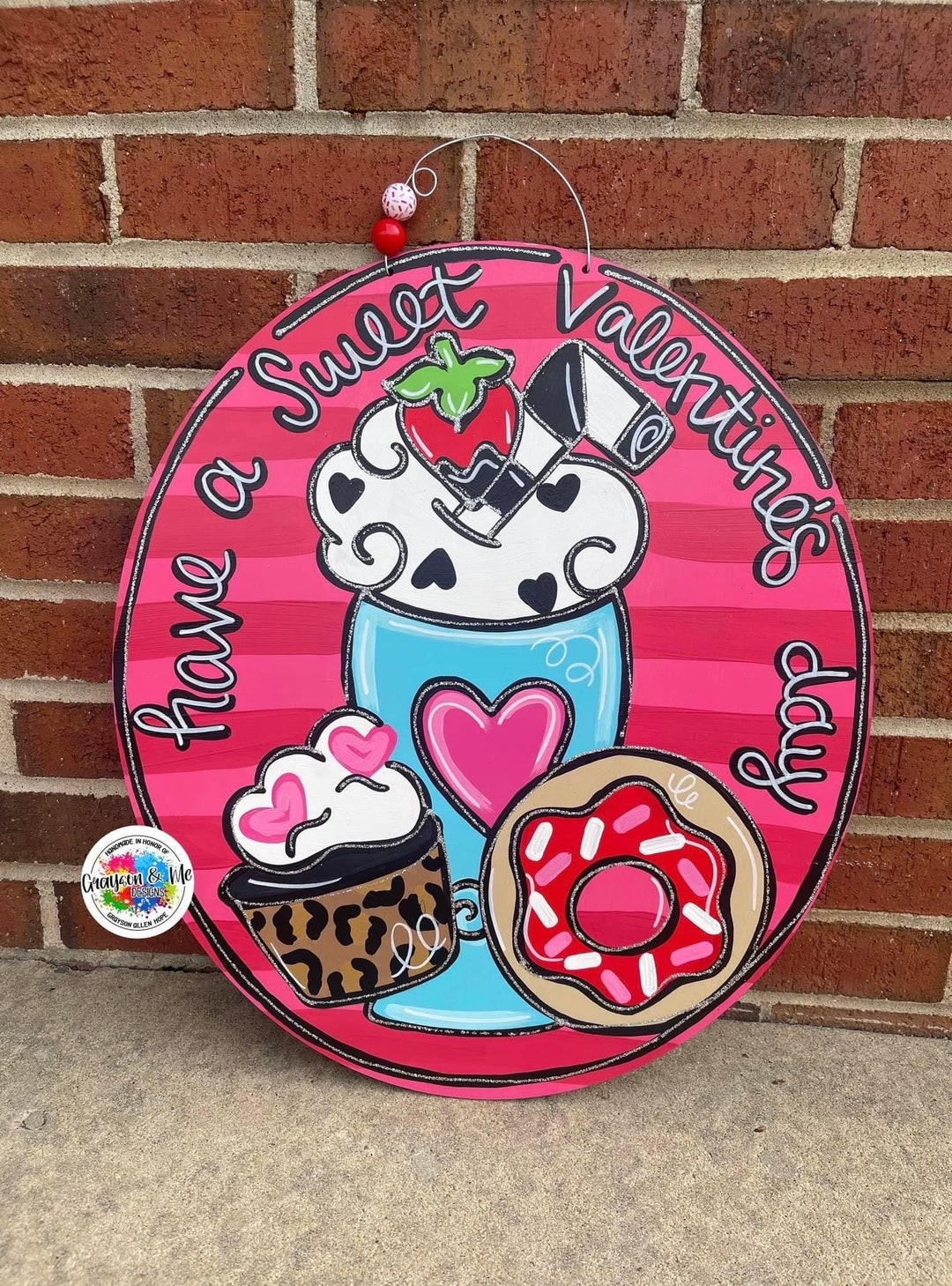PREORDER: Sweet Valentines Day Door Hanger | Milkshake Donut Hanger ...