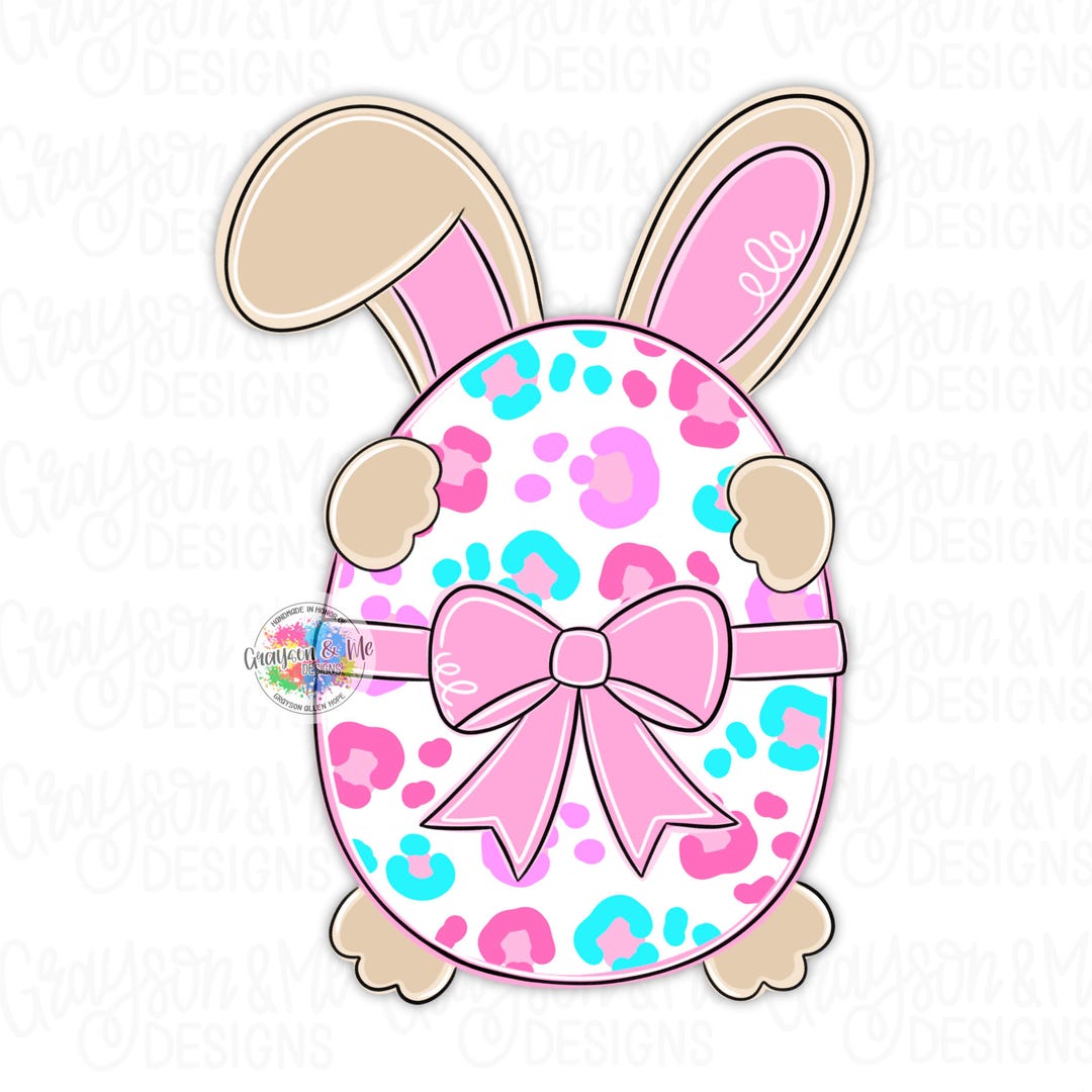 TEMPLATE: Easter Bunny Cheetah Egg Door Hanger Template | Pastel ...