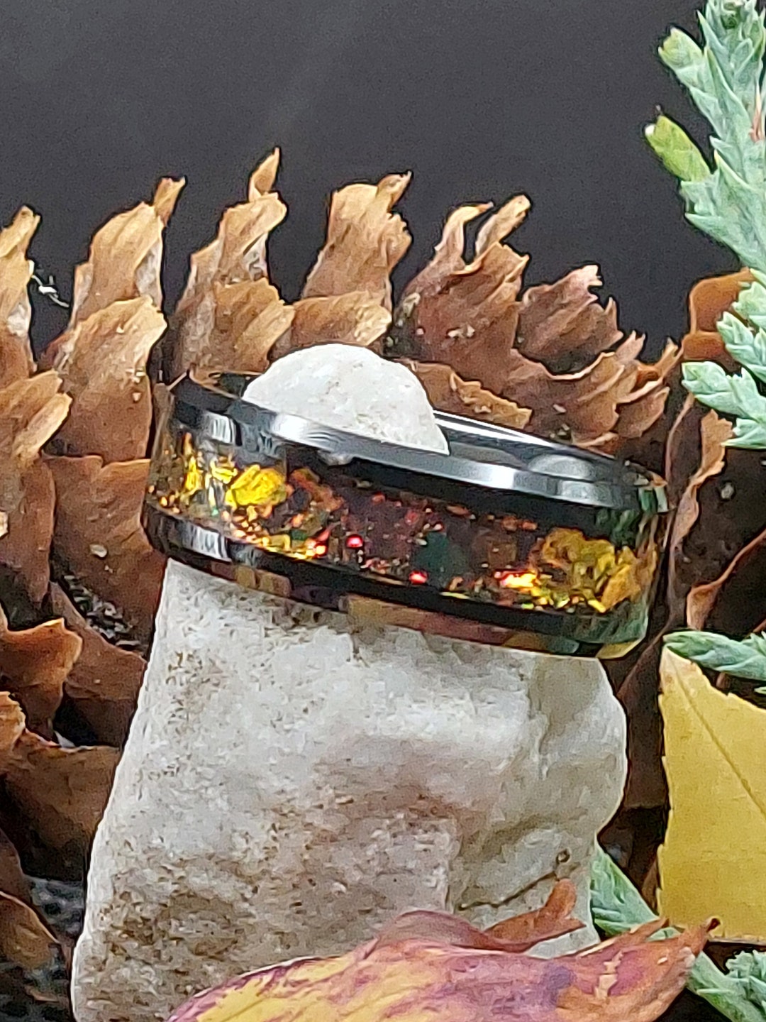 Modern 8mm Black Ceramic Inlay Ring for Men, Sleek Comfort Fit Band ...