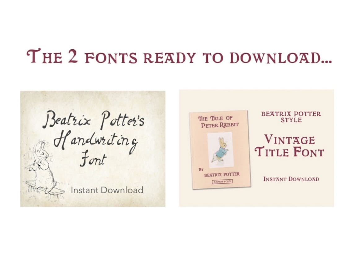 Beatrix Potter Style Font, Font Bundle, Beatrix Potter Handwriting Font ...