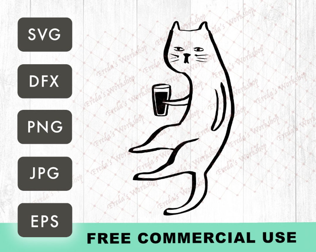 Cat With Beer SVG, Drinking Cat Vector, Cat and Beers Download ...