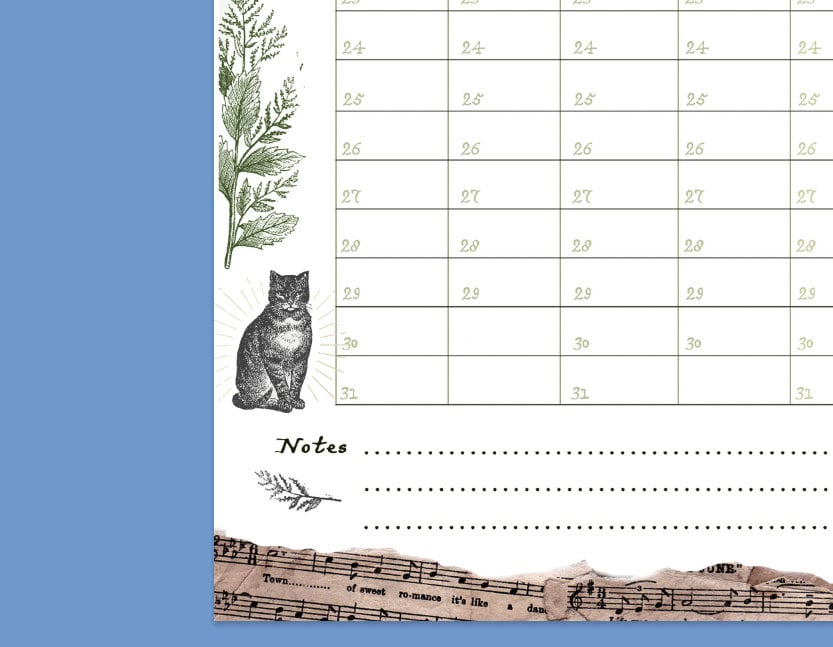 Perpetual CAT Calendar Download, Illustrated Cat Calendar, Printable ...