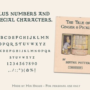 Beatrix Potter Style Font, Font Bundle, Beatrix Potter Handwriting Font ...
