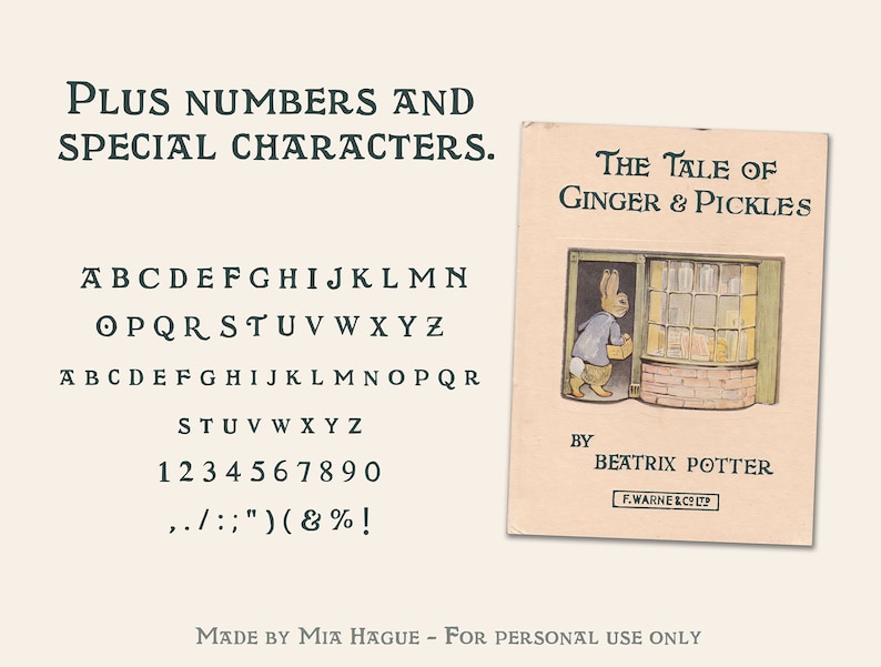 Beatrix Potter Style Font, Font Bundle, Beatrix Potter Handwriting Font ...