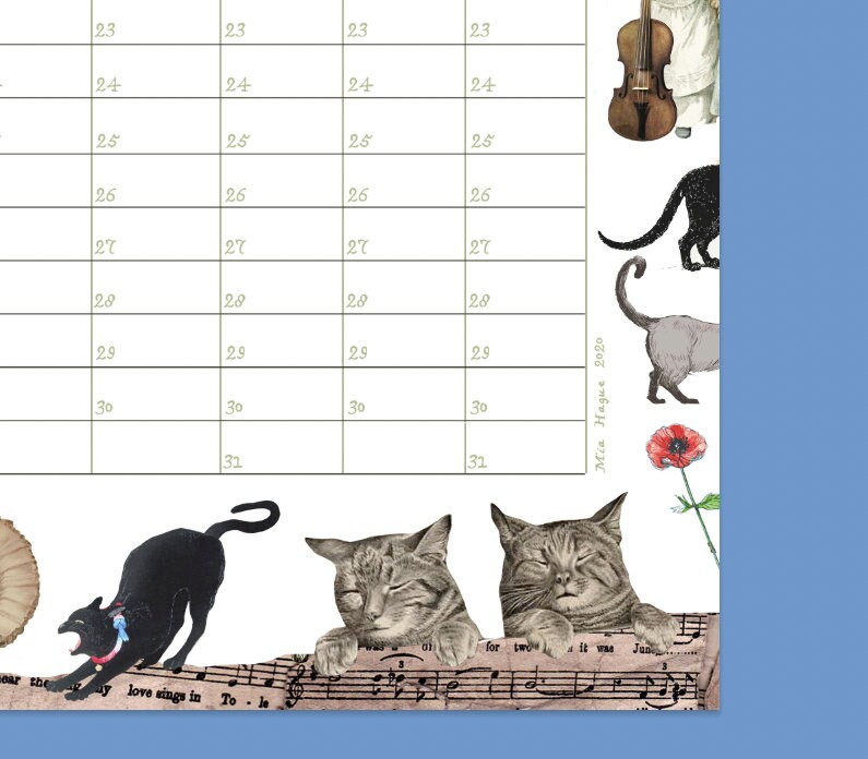 Perpetual CAT Calendar Download, Illustrated Cat Calendar, Printable ...