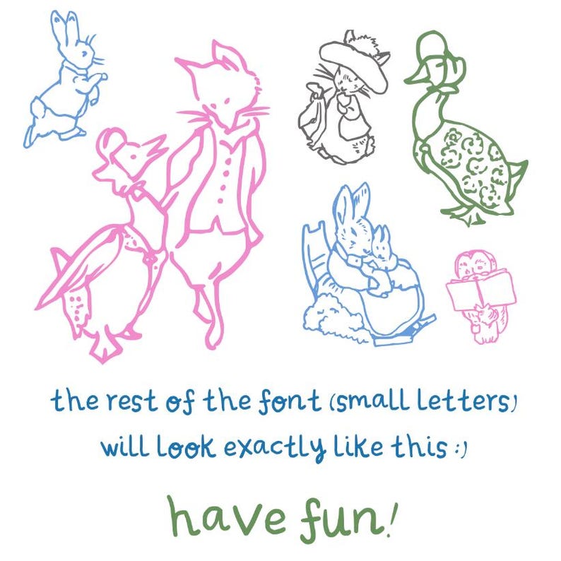 Beatrix Potter Style Font, Font Bundle, Beatrix Potter Handwriting Font ...