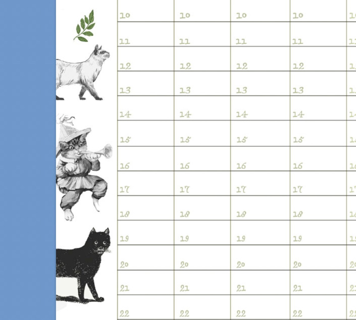 Perpetual CAT Calendar Download, Illustrated Cat Calendar, Printable ...