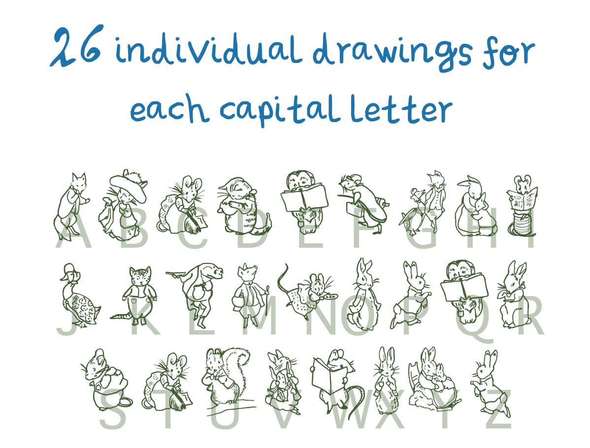 Beatrix Potter Style Font, Font Bundle, Beatrix Potter Handwriting Font ...