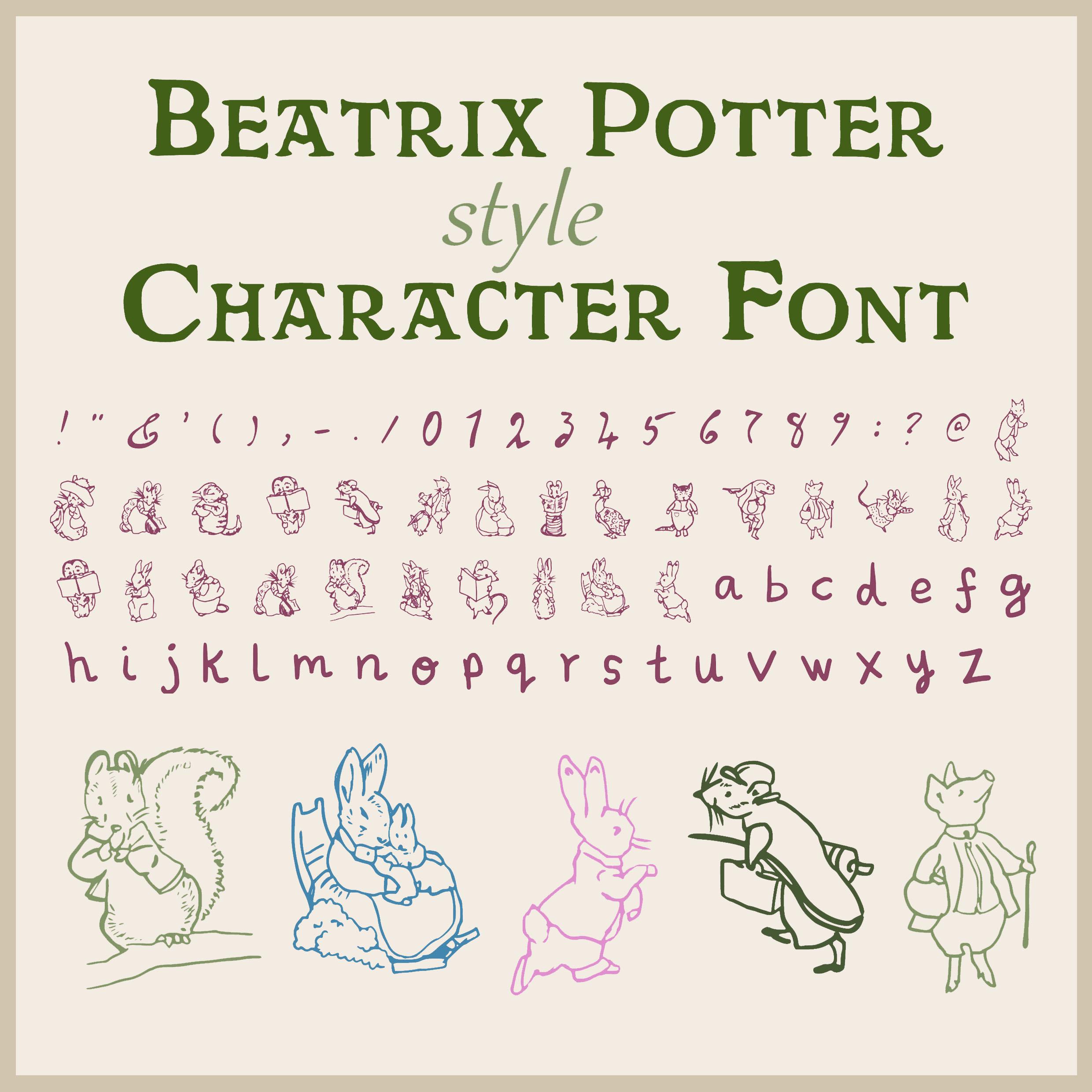 Beatrix Potter Character Font, Downloadable Font. Beatrix Potter ...