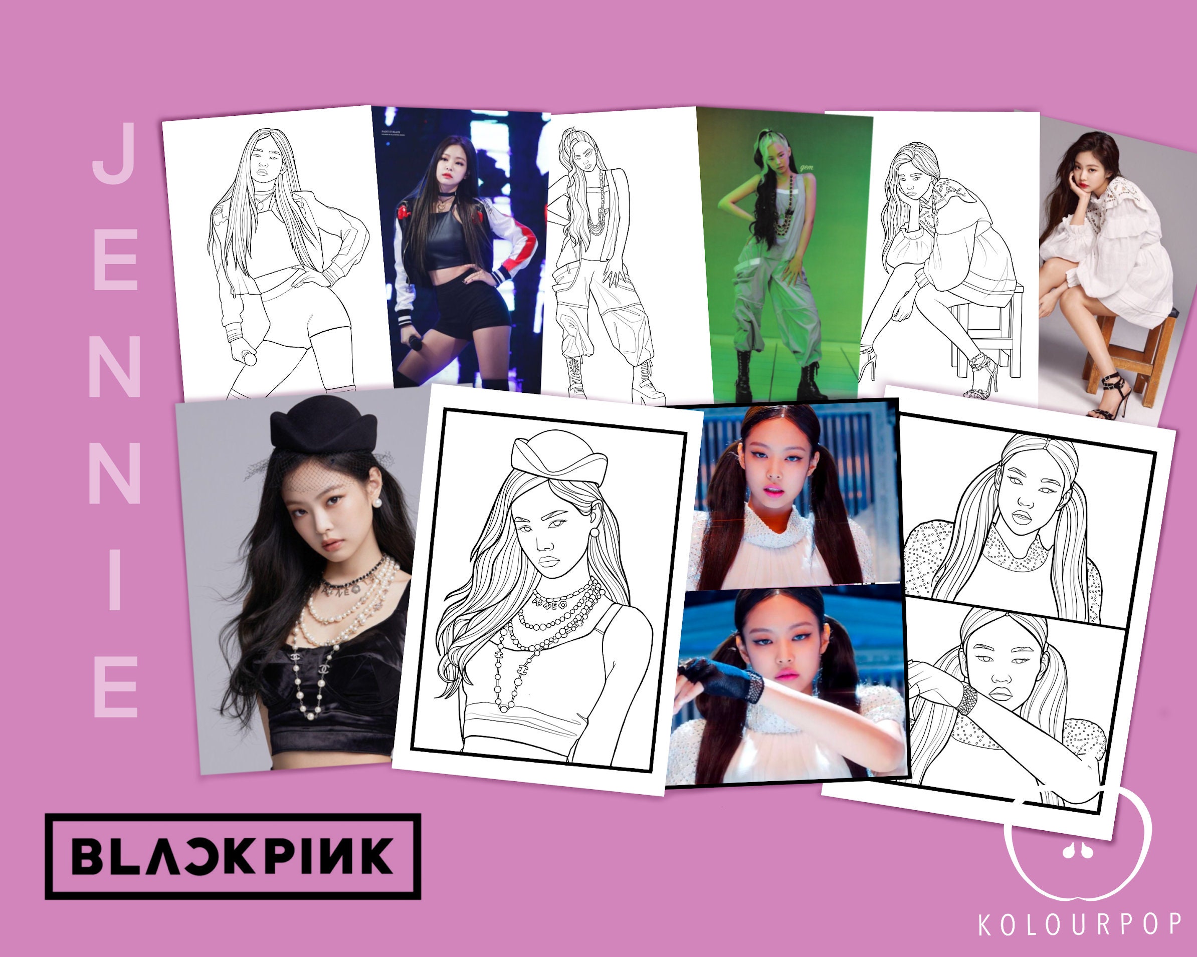 BLACKPINK JENNIE COLOURING Pages printable Digital Download - Etsy UK