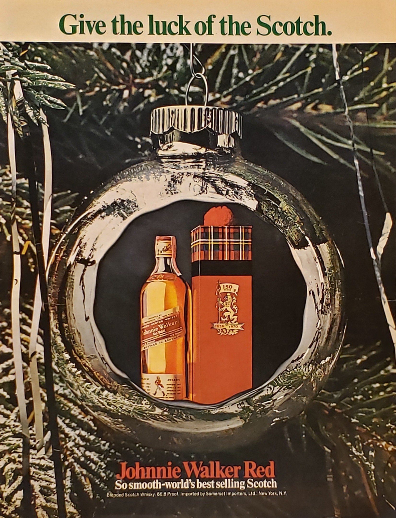 1969 Johnny Walker Red Vintage Christmas Print Ad Scotch | Etsy
