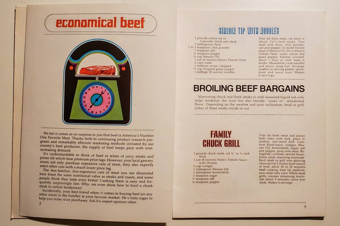 1960s 70s Hunt Wesson Guide to Low Cost Cookery Vintage Cookbook ...