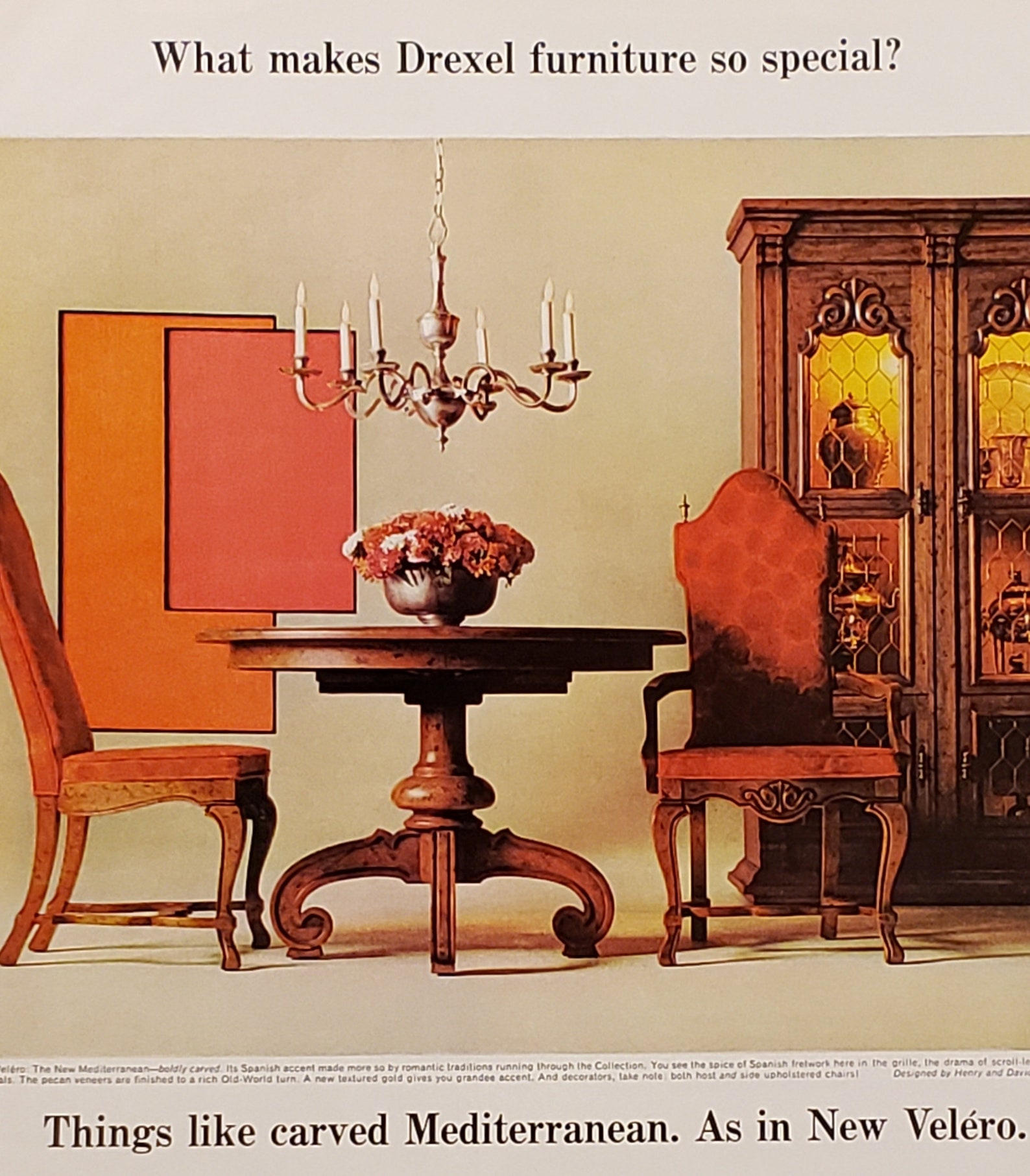 1968 Drexel Dining Furniture Original Vintage Print Ad Page 60s Mid ...