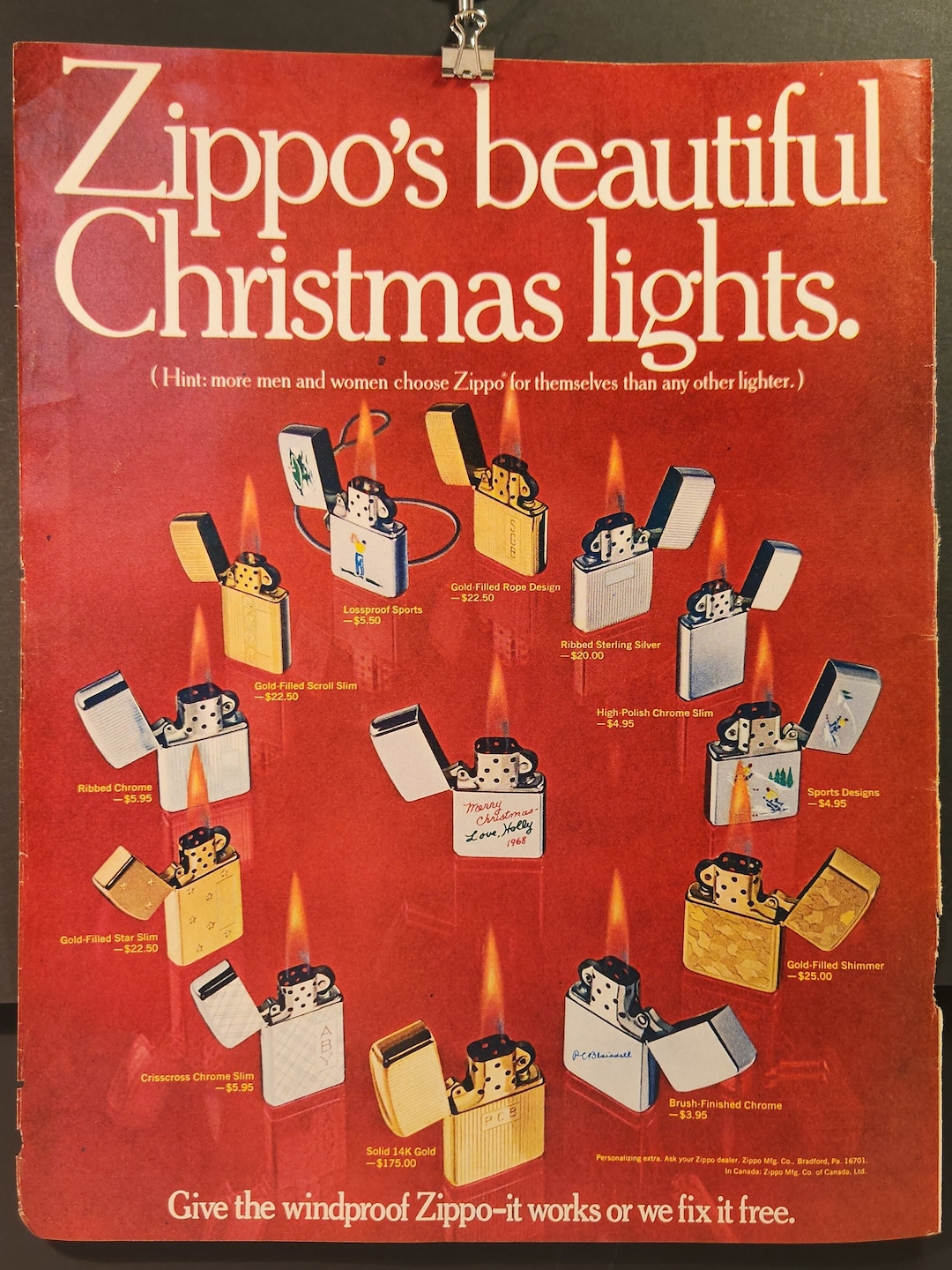 1968 Zippo Lighters Christmas Vintage Print Ad 60s Zippo Ads Christmas ...