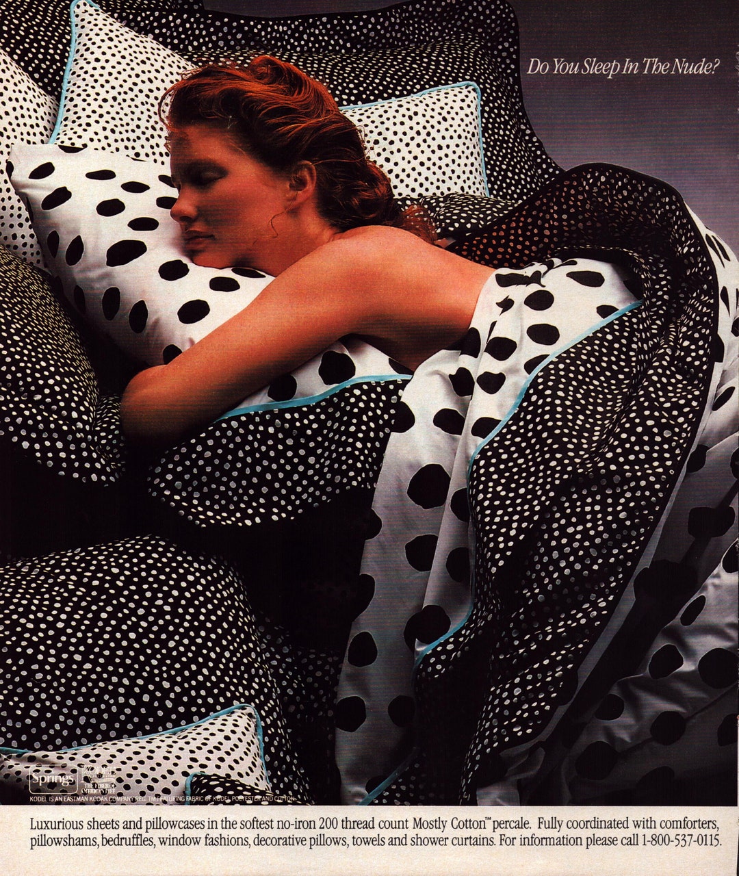 1989 Black Polka Dot Bed Sheets Print Ad - 80s 90s Mod Bedroom Gen X ...