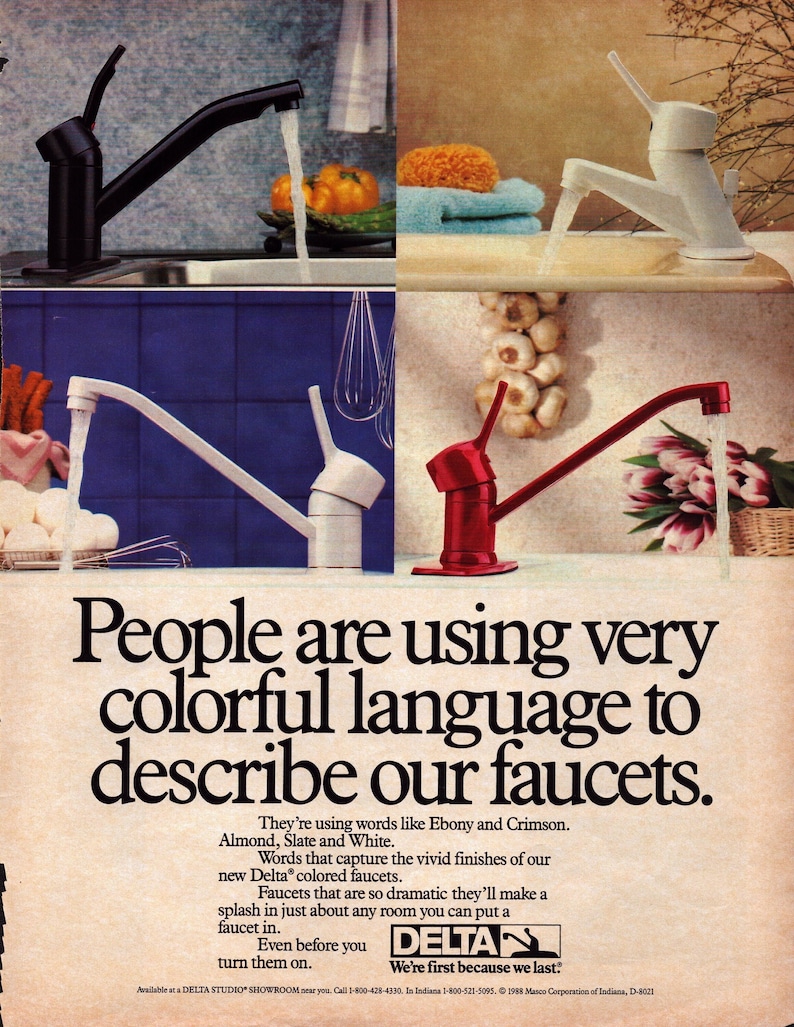 1988 Delta Color Faucets Print Ad - Mod 80s Kitchen - 80s High End Home ...