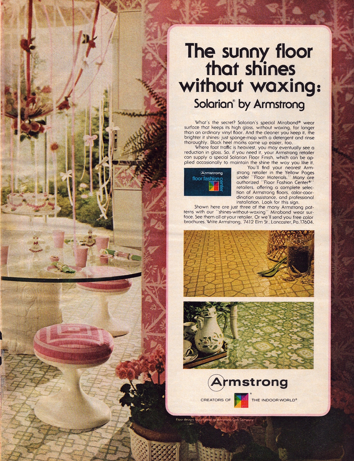1974 Pink Kitchen Armstrong Solarian Floors 2PG Vintage Print Ad ~ 70s ...