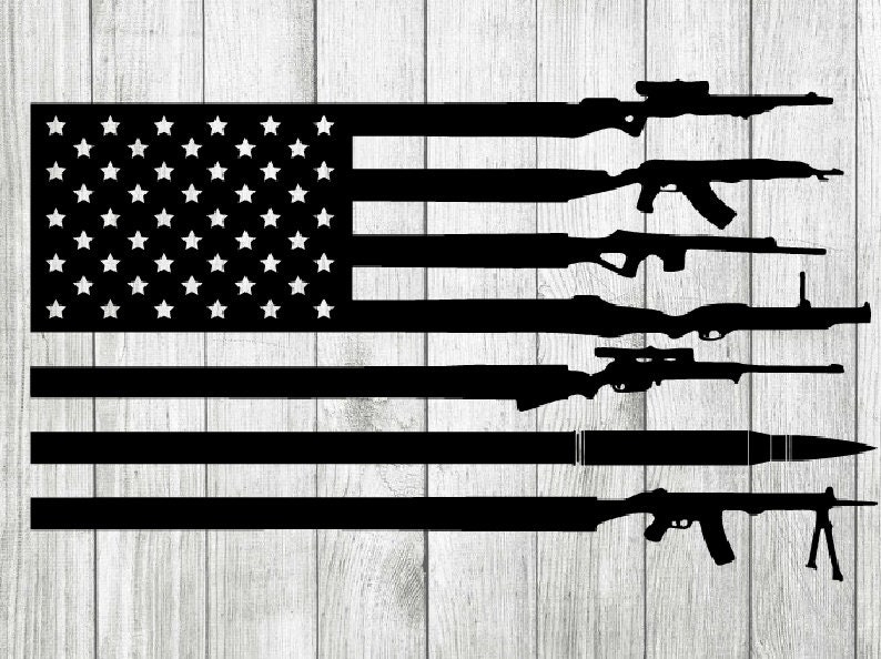 Usa Flag And Guns