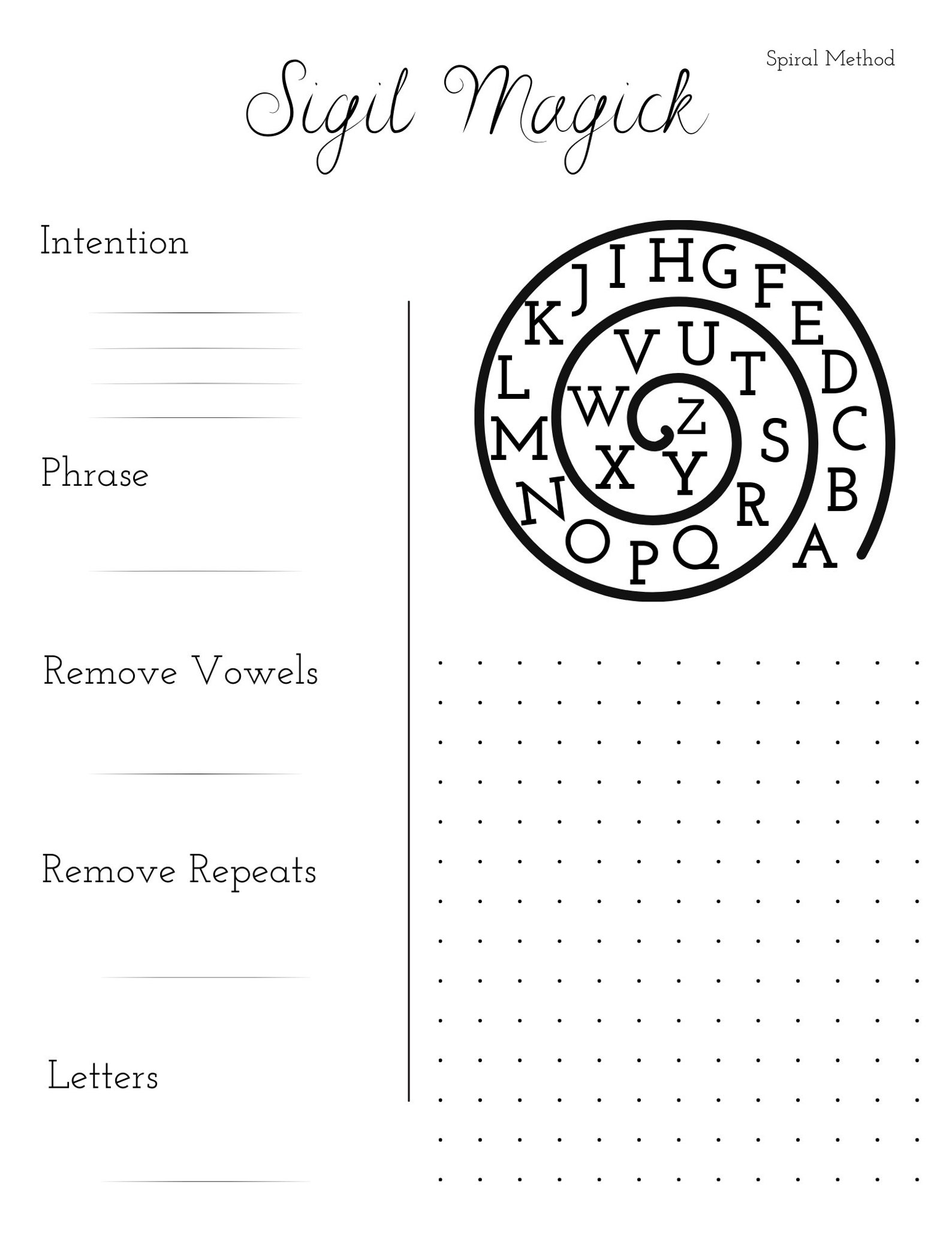 Printable Sigil Magic Worksheet Etsy