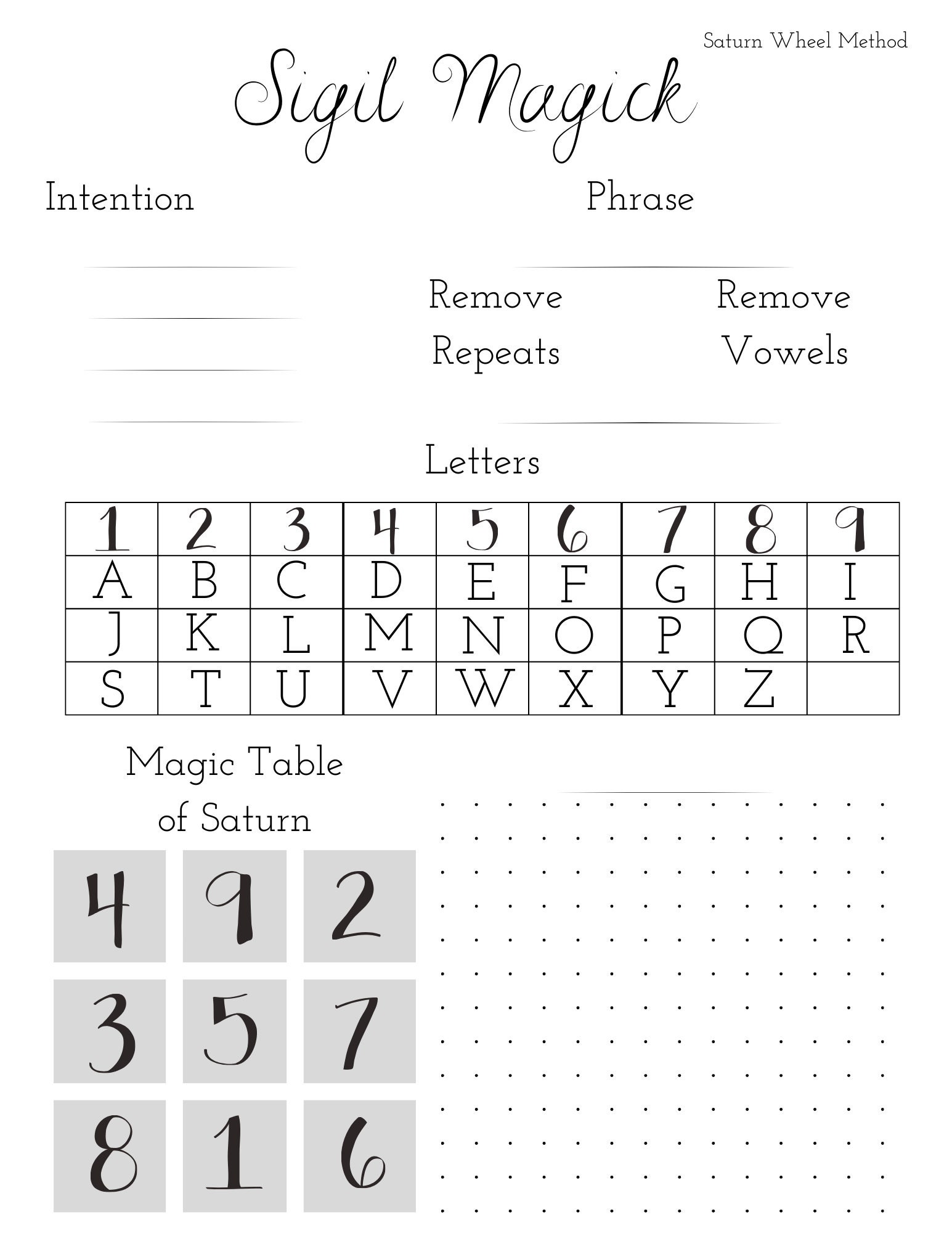 Printable Sigil Magic Worksheet - Etsy