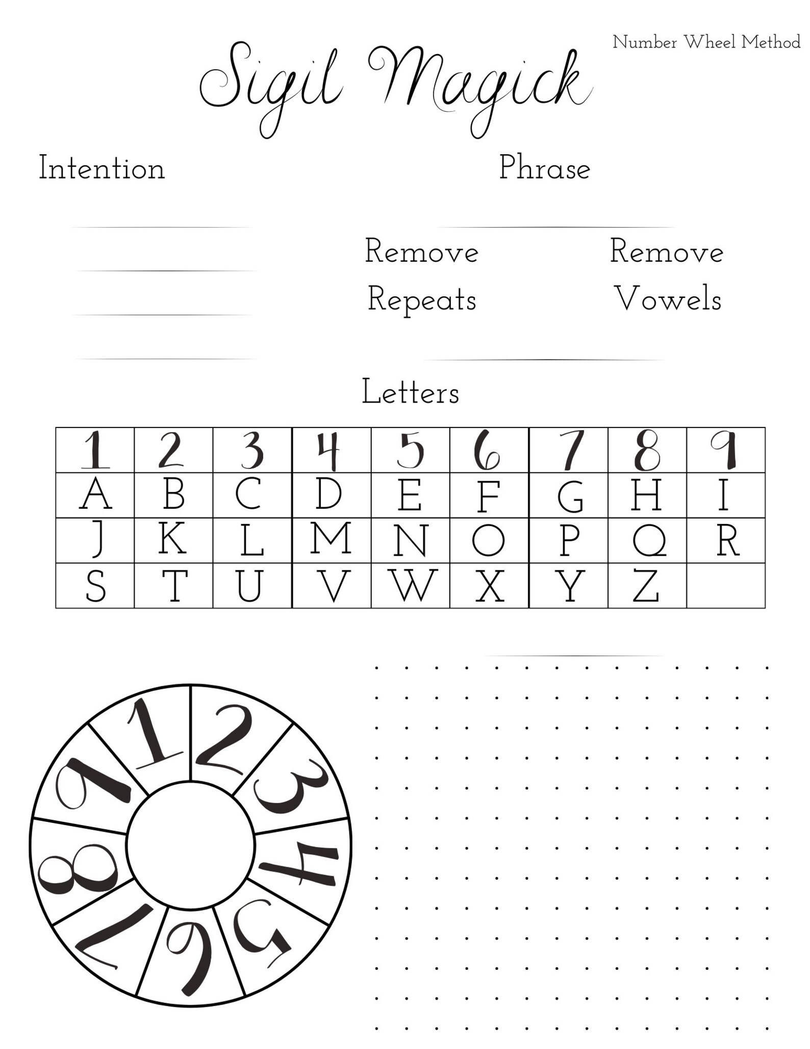Printable Sigil Magic Worksheet - Etsy