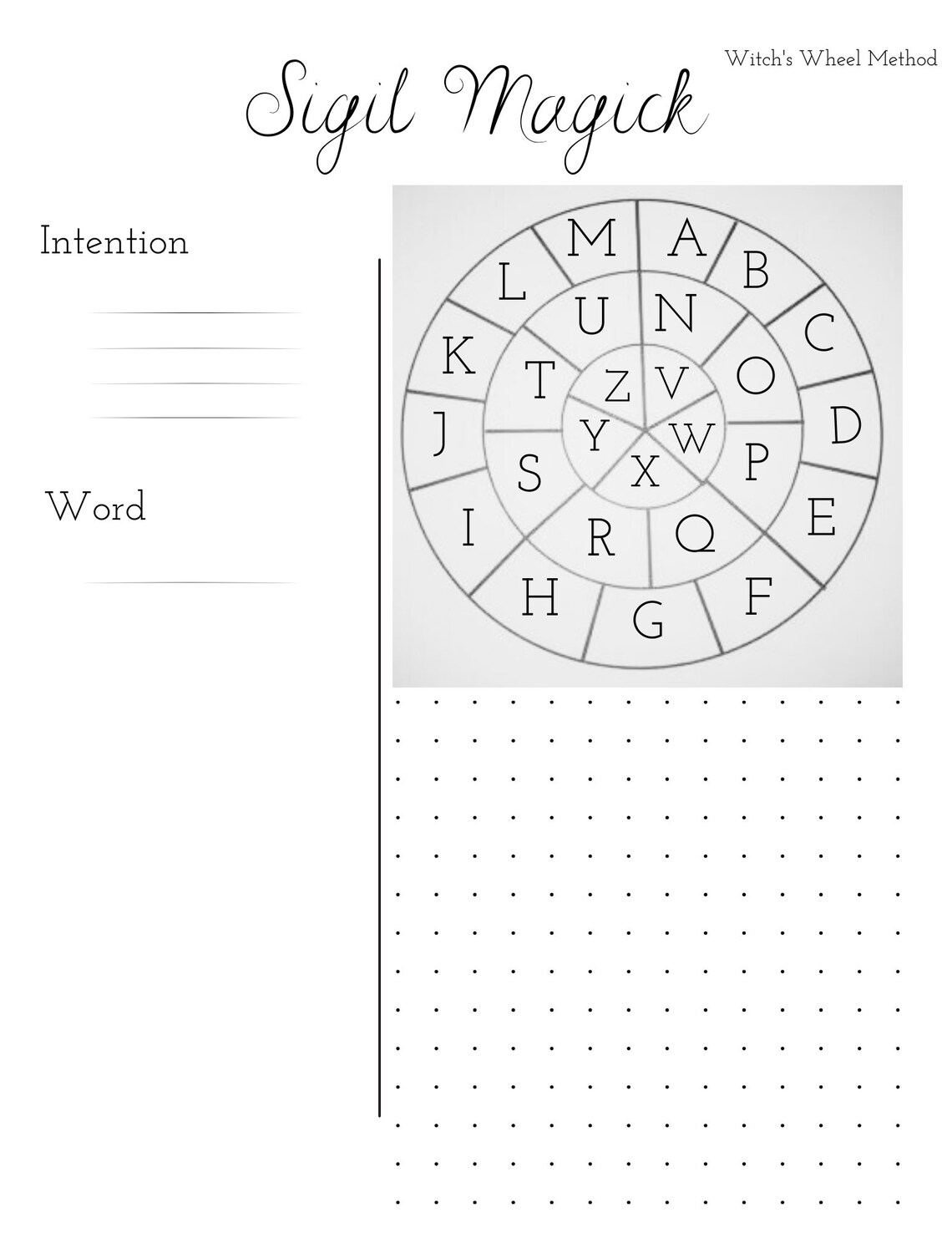 Printable Sigil Magic Worksheet - Etsy
