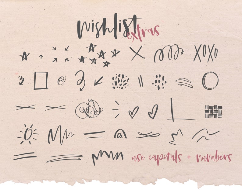 Wish List Hand Lettered Font - Thick and Thin Font - Bouncy ...