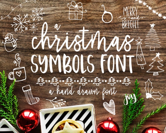 Christmas Symbol Font Winter Hand Drawn Doodles TTF | Etsy