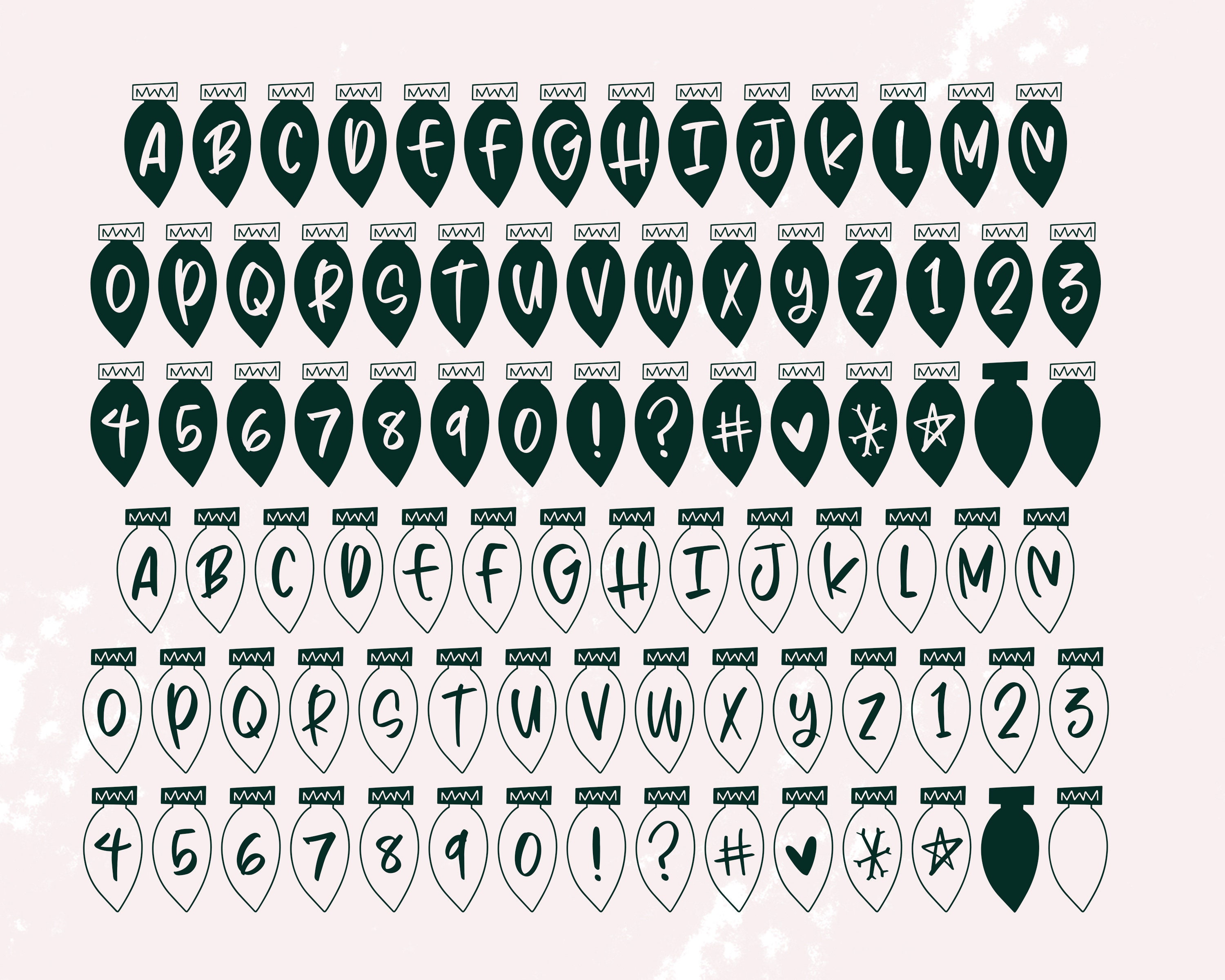 Christmas Lights A Holiday Lights Font Hand Lettered Crafter Font ...