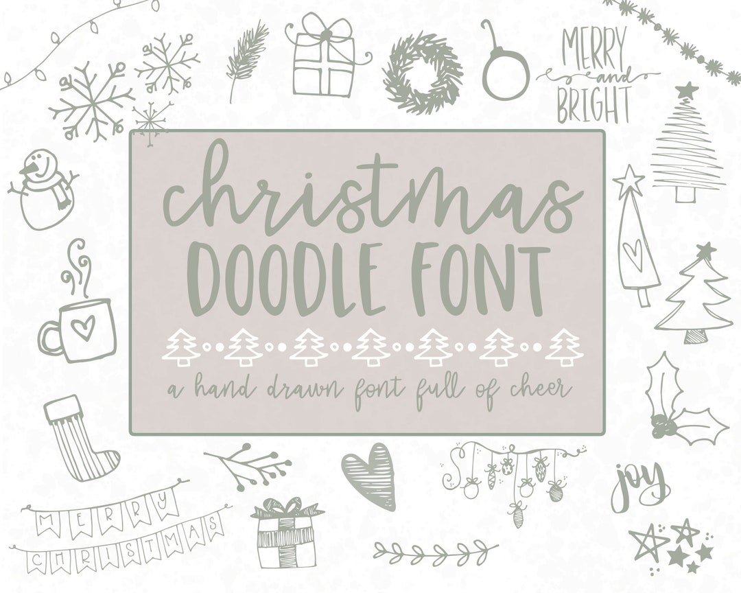 Christmas Symbol Font - Winter - Hand Drawn - Doodles - TTF - Merry and ...