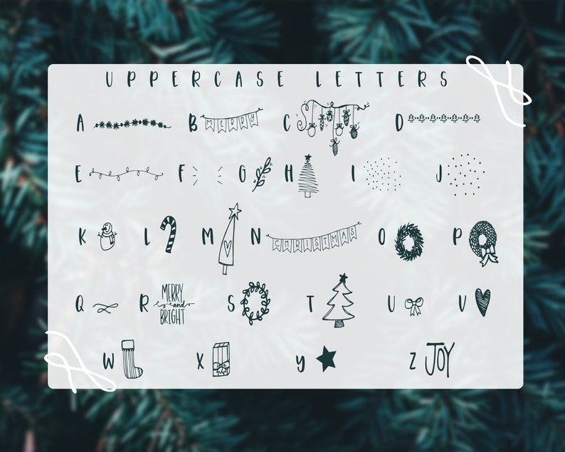 Christmas Symbol Font - Winter - Hand Drawn - Doodles - TTF - Merry and ...