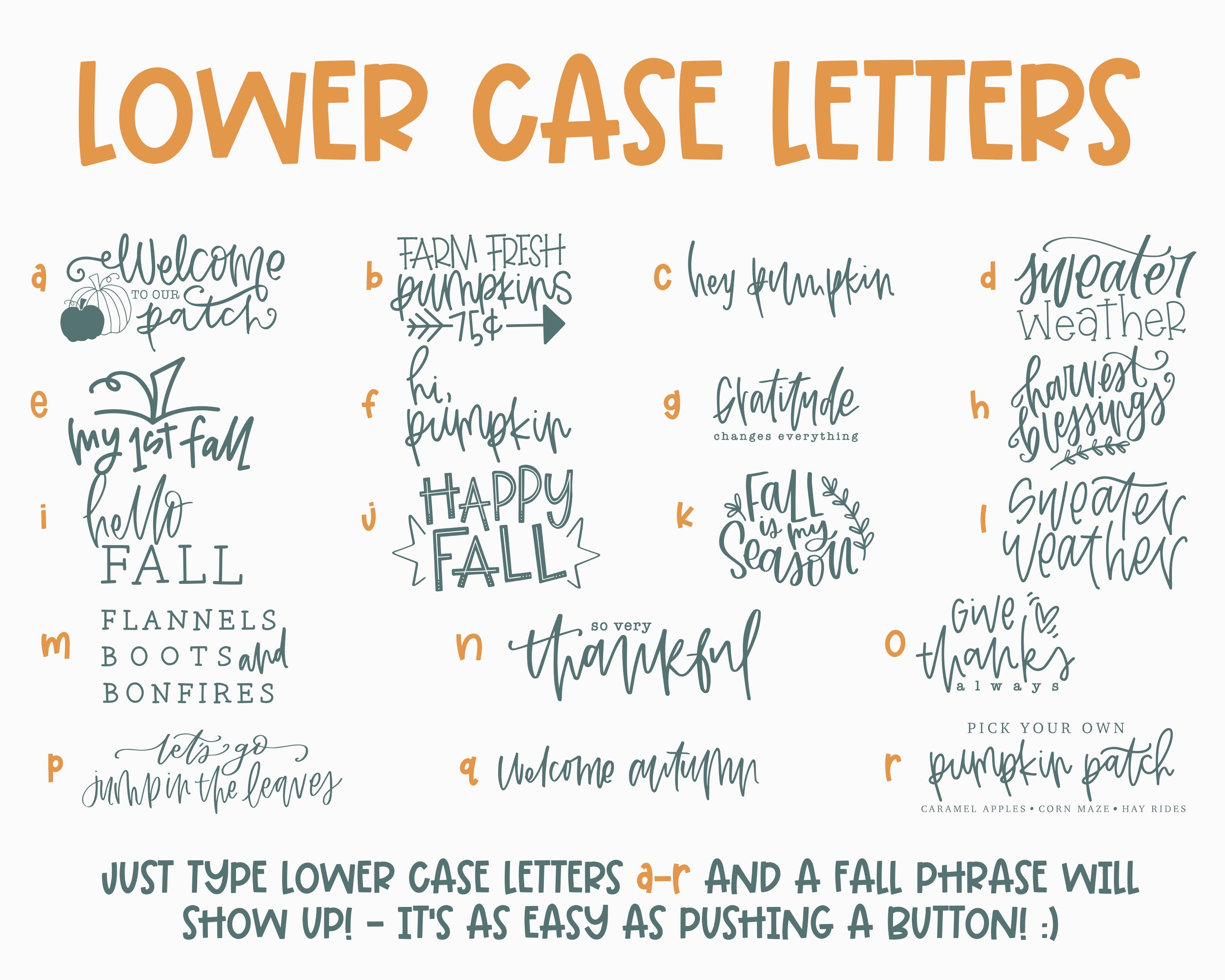 Fall Phrases BUNDLE SVG - Font - Doodles - Thanksgiving - Hand Lettered ...