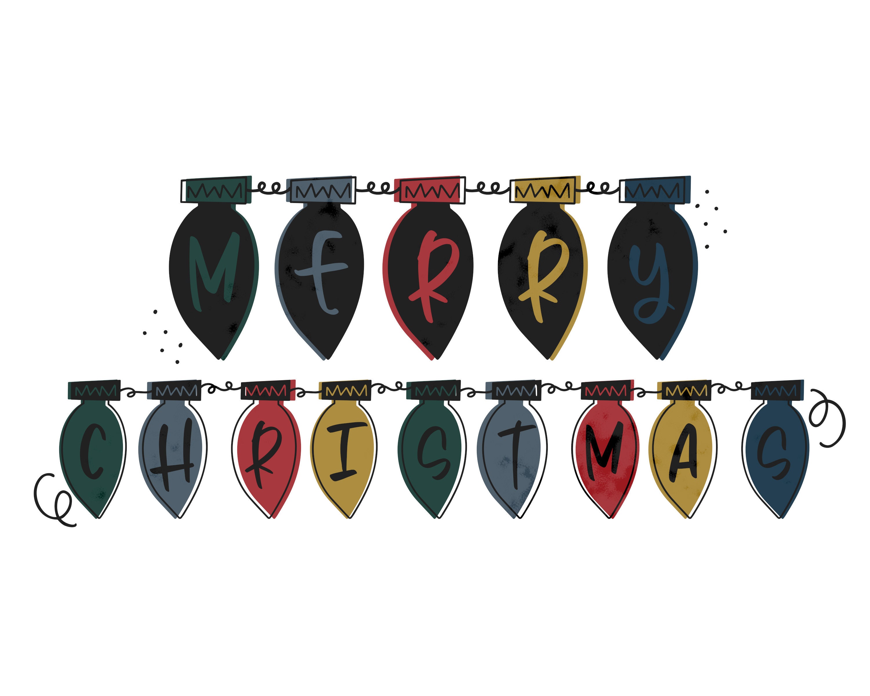 Christmas Lights A Holiday Lights Font Hand Lettered Crafter Font ...