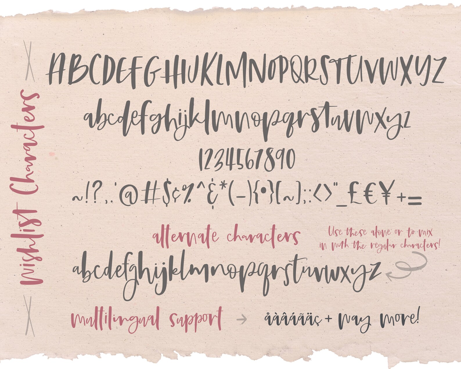 Wish List Hand Lettered Font Thick and Thin Font Bouncy | Etsy