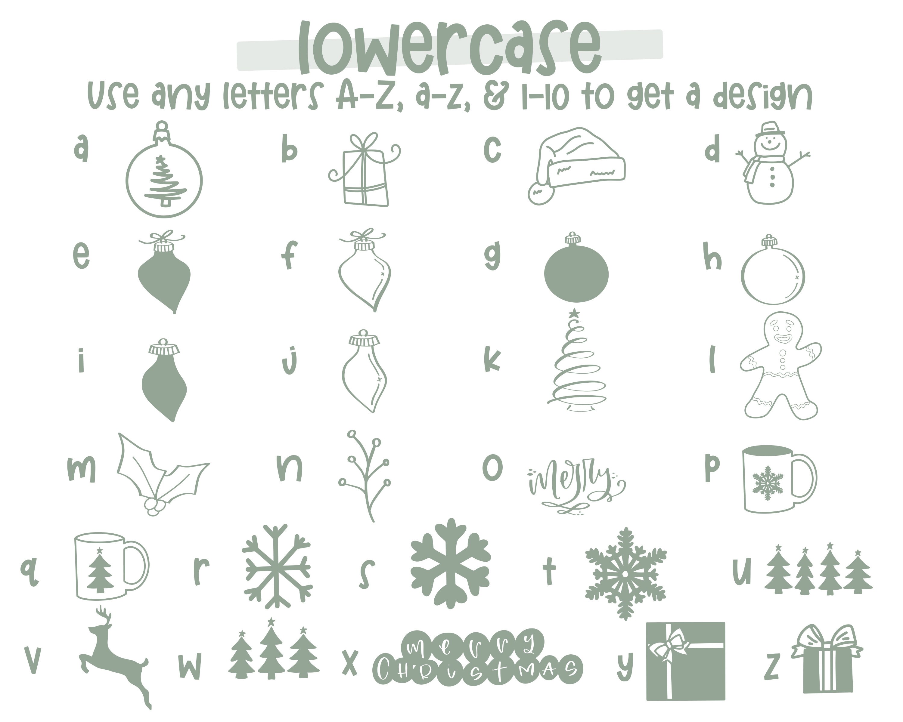 Christmas Doodle Font - SVG - 65 Hand Drawn Designs - Hand Lettered ...