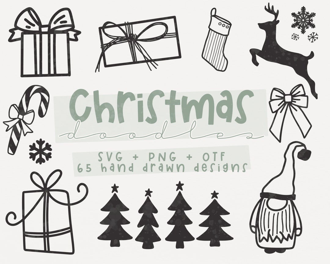 Christmas Doodle Font SVG 65 Hand Drawn Designs Hand Lettered Quotes ...
