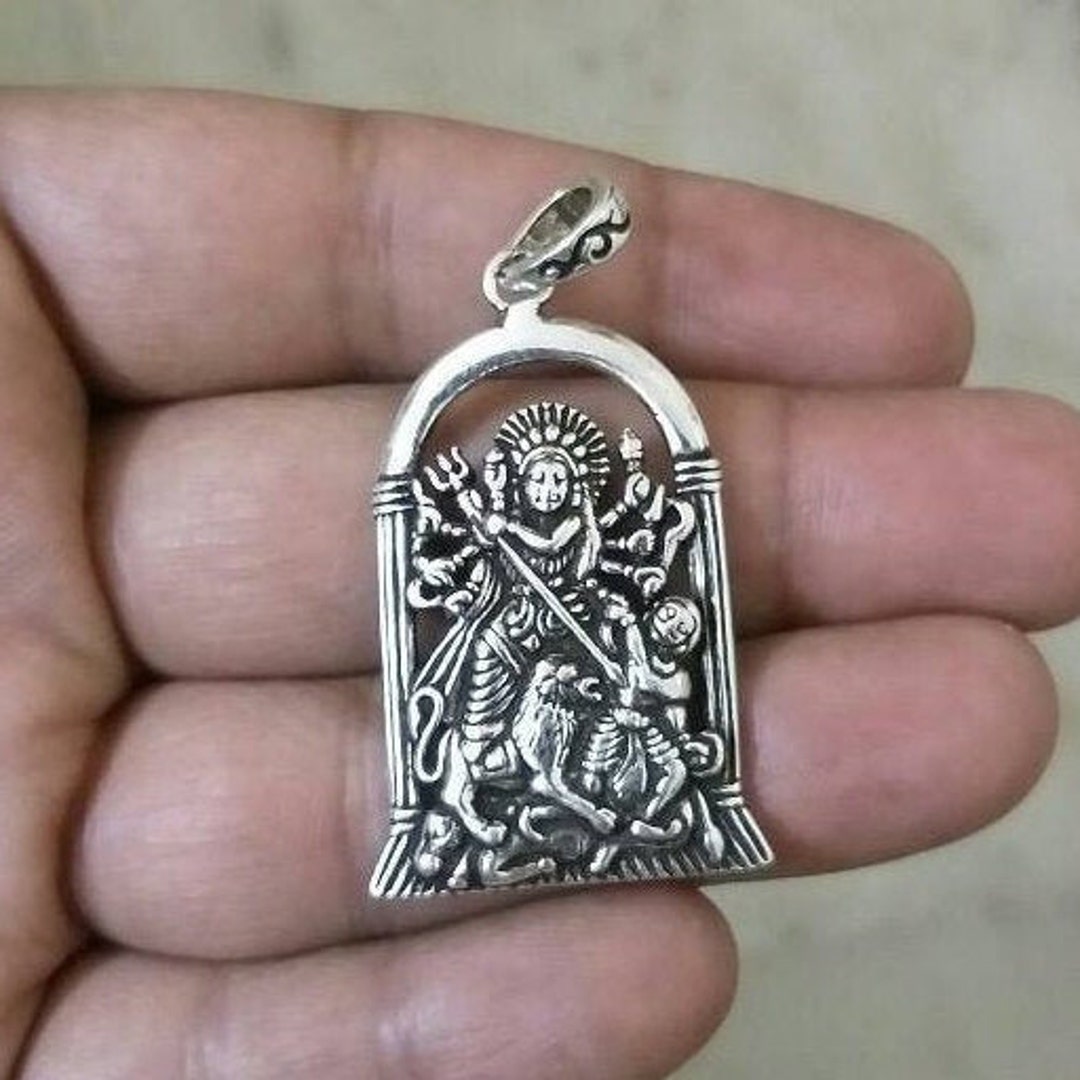 Durga Pendant, Kali Pendant, 925 Sterling Silver, Durga Slaying Demon ...