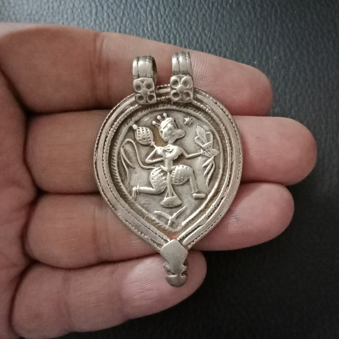 Vintage 1970s Hanuman Silver Pendant, Hindu God Amulet, Protection ...