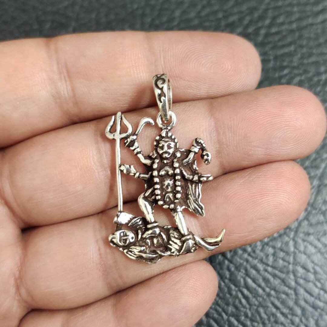 Kali Pendant, Sterling Silver, Hindu Goddess, Kali Holding Demons Head ...