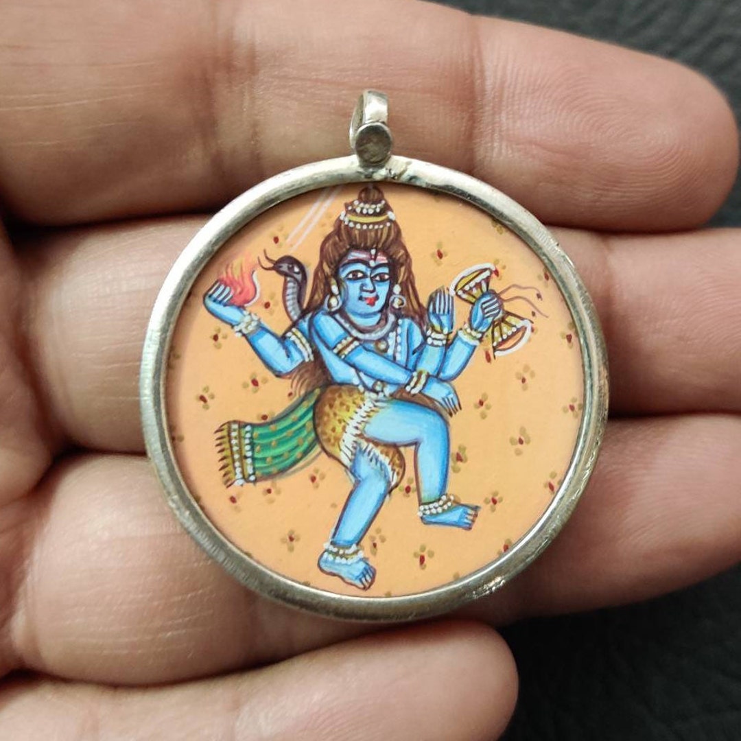 Dancing Shiva Pendant, Hand Painted Shiva, Sterling Silver, Shiva ...