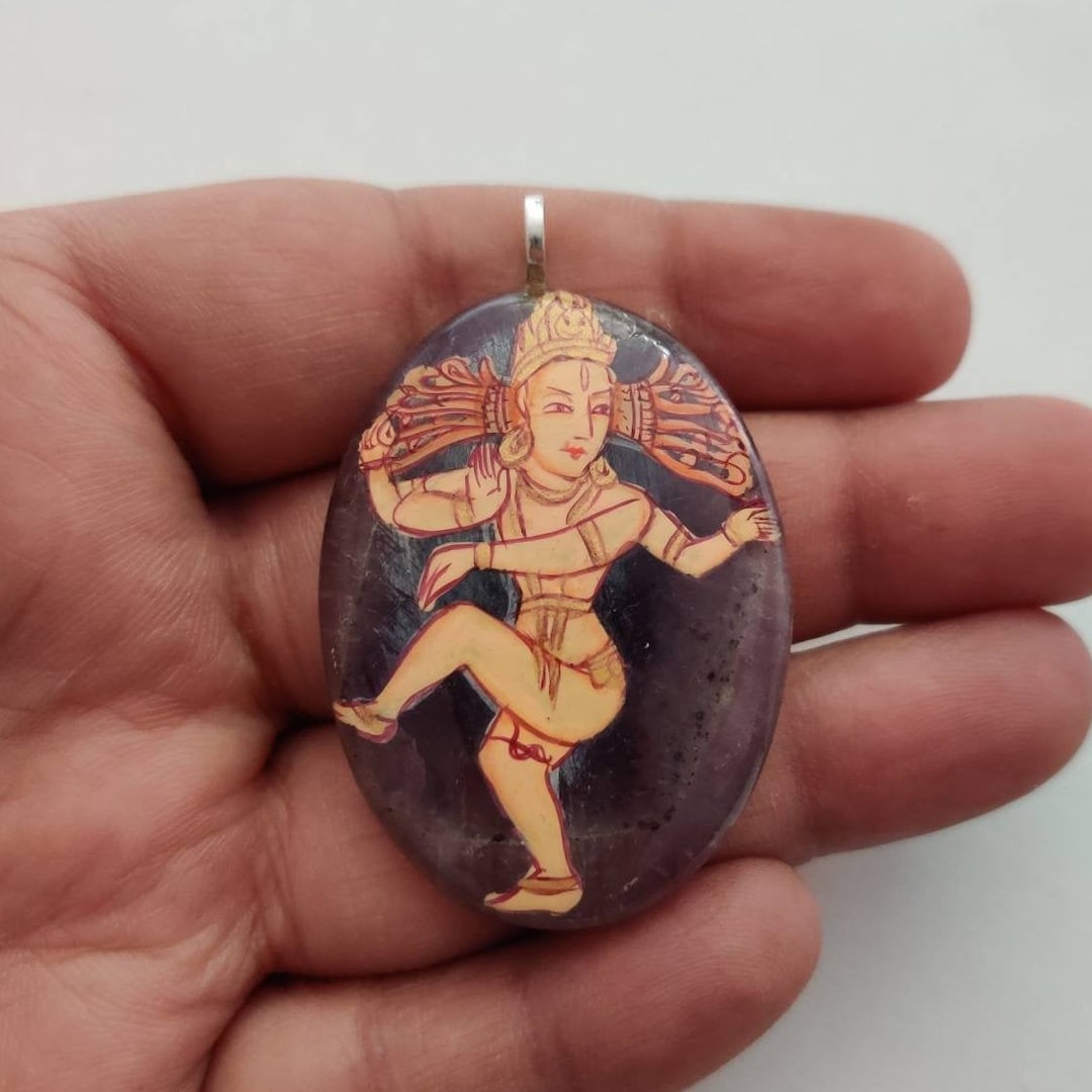 Nataraj Pendant, Hand Painted Nataraja, Amethyst Pendant, Sterling ...