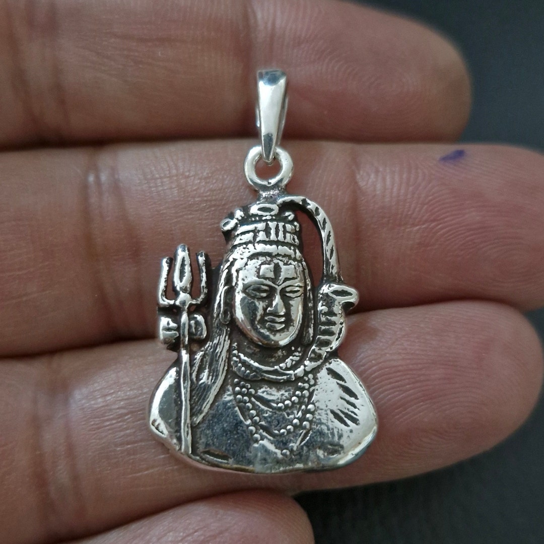 Shiva Pendant, Sterling Silver 925 Hindu God, Crescent Moon, Mahadeva ...
