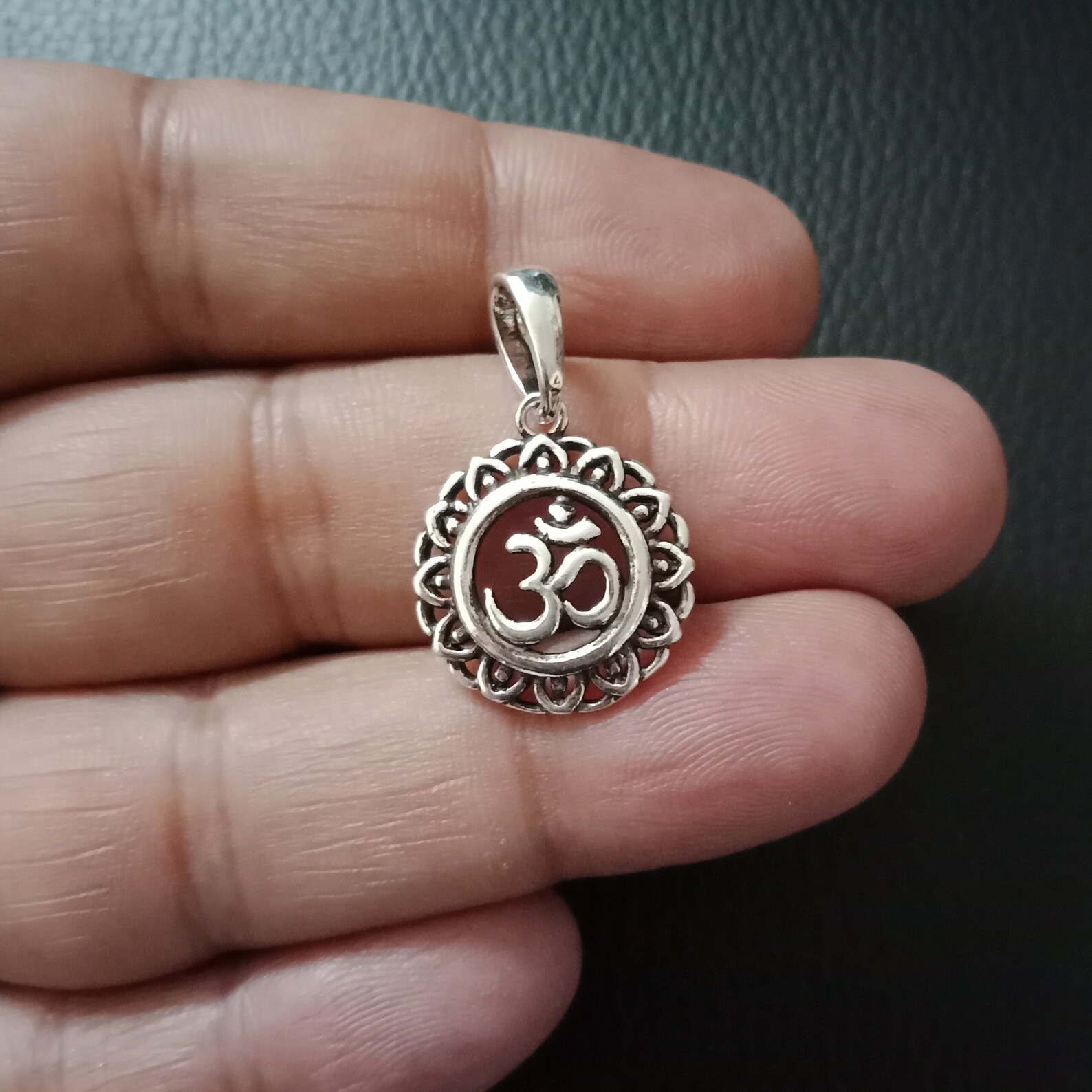 Om Pendant, Hindu Symbol Pendant, Sterling Silver Pendant, Amulet ...