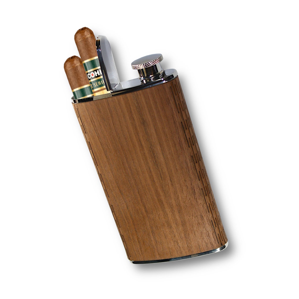 WUDN 4 Oz. Wooden Cigar Flask Stainless Steel & Real - Etsy