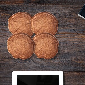 4" Wood Coasters (tree Stump in Mahogany) 4-pack - Etsy