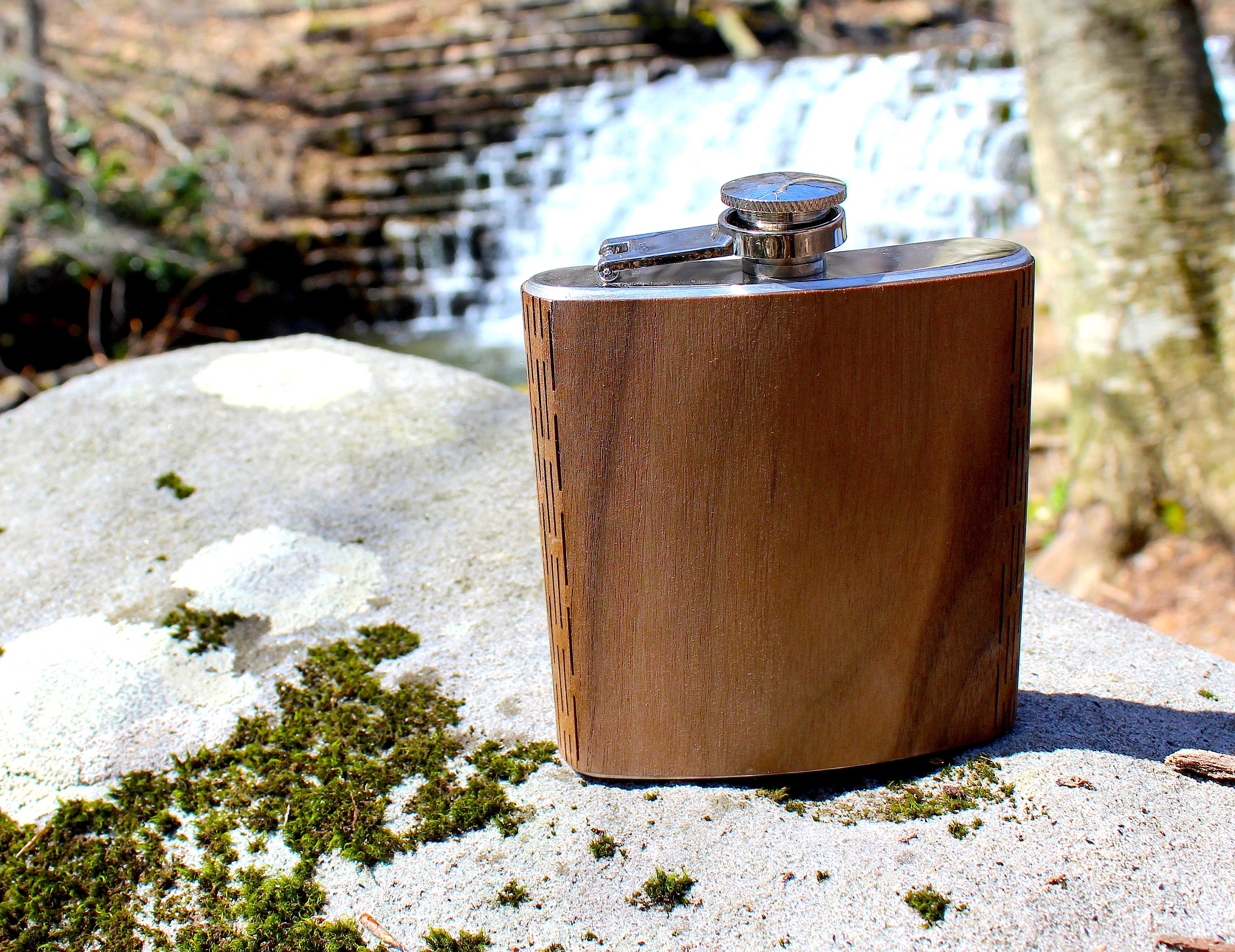 WUDN 6 Oz. Wooden Hip Flask Stainless Steel & Real Black - Etsy