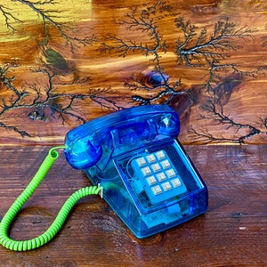 Vintage 1980s Clear Blue Translucent Tabletop Touch Tone Telephone ...